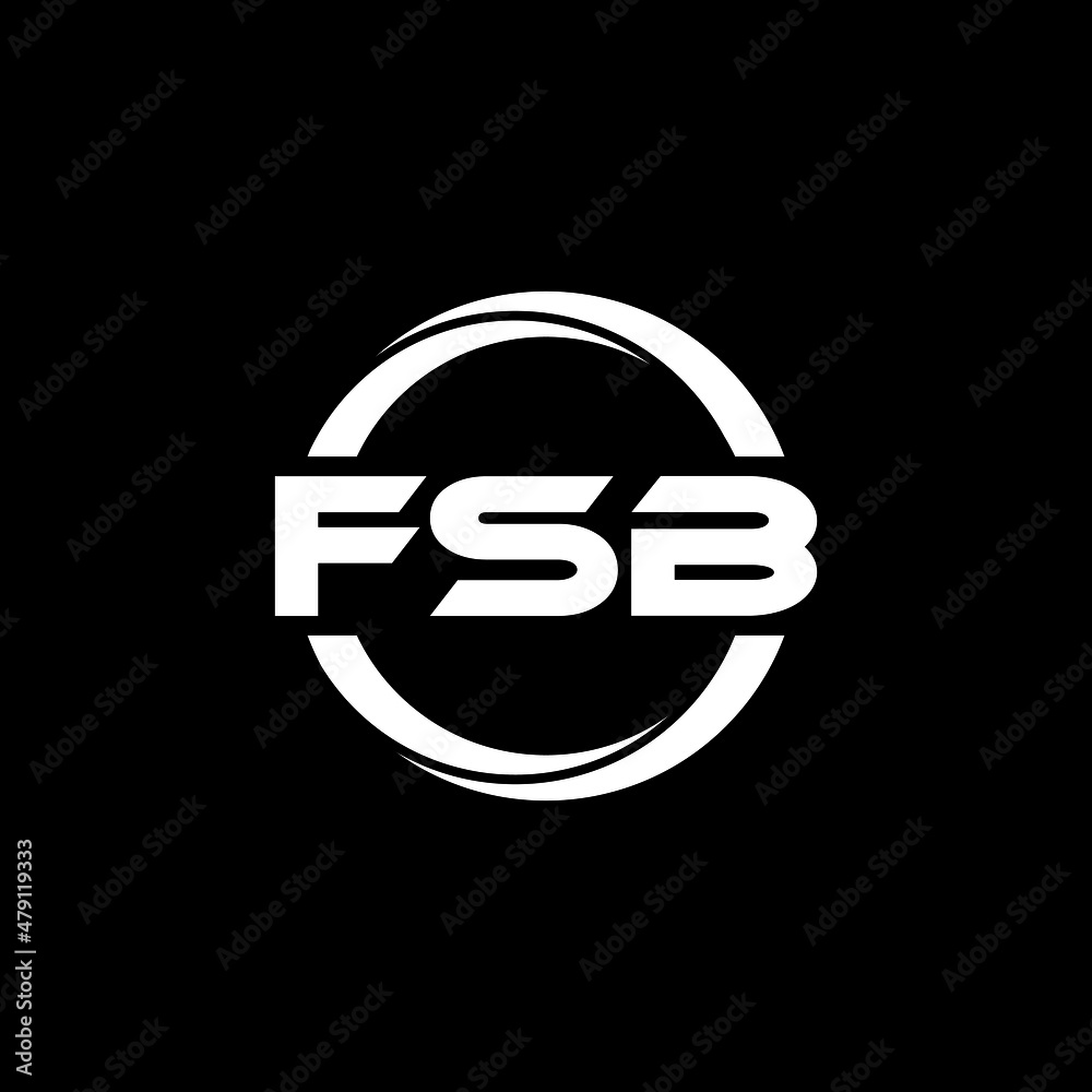 Vetor do Stock: FSB letter logo design with black background in ...