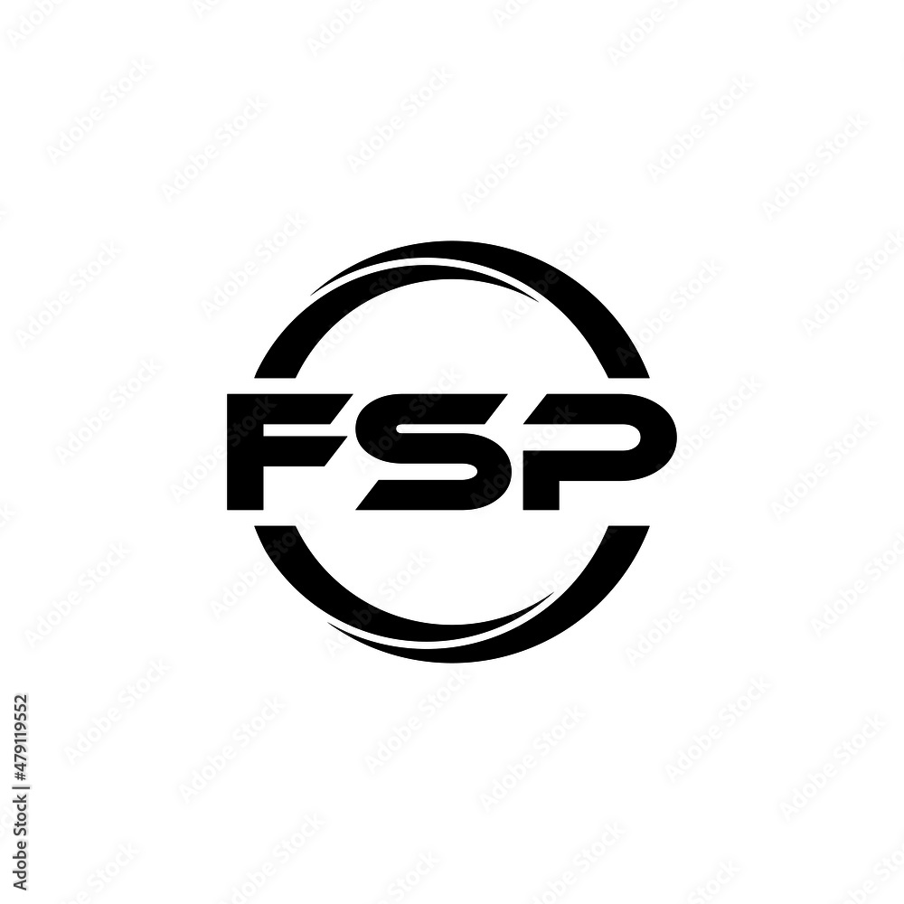 Vetor do Stock: FSP letter logo design with white background in ...