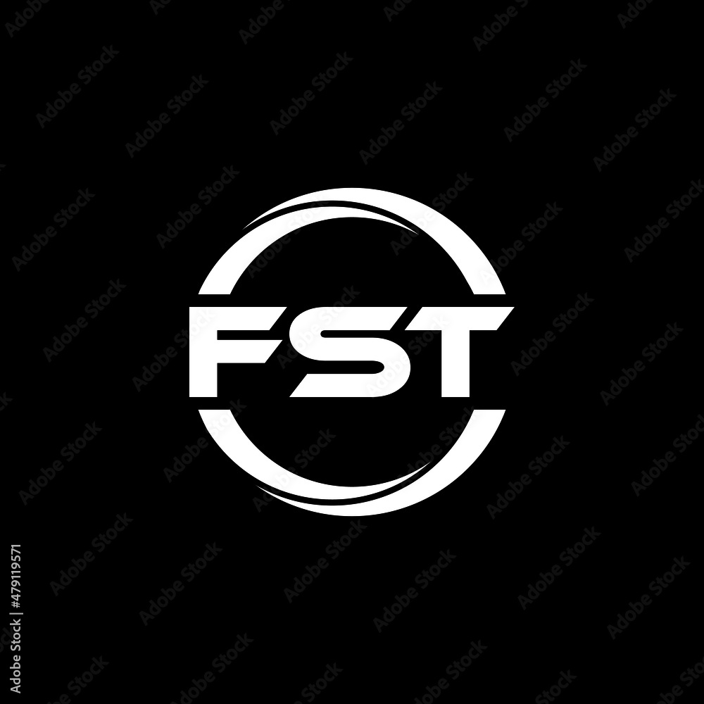 FST letter logo design with black background in illustrator, vector ...