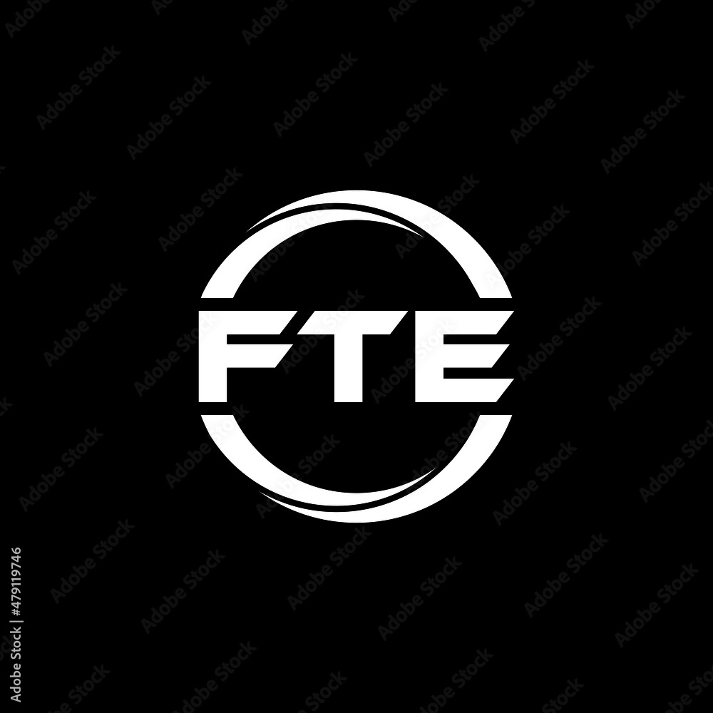 FTE letter logo design with black background in illustrator, vector ...