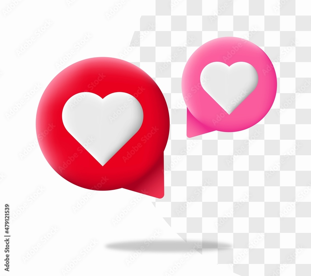 3D Like icon with red and pink colour isolated on transparent ...