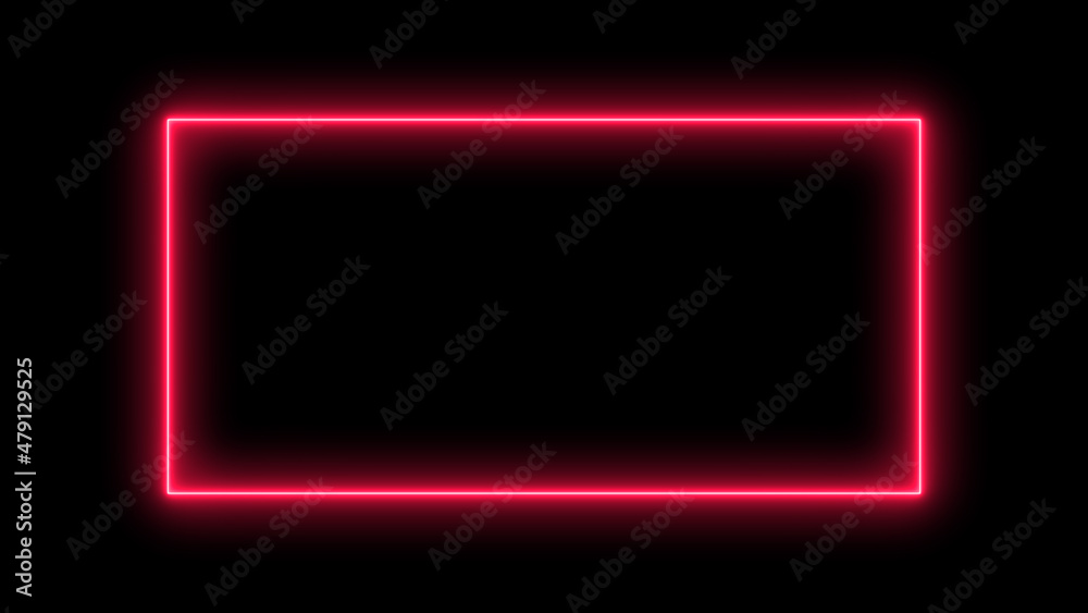 Neon rectangle banner. Abstract neon, led square, border. Futuristic ...