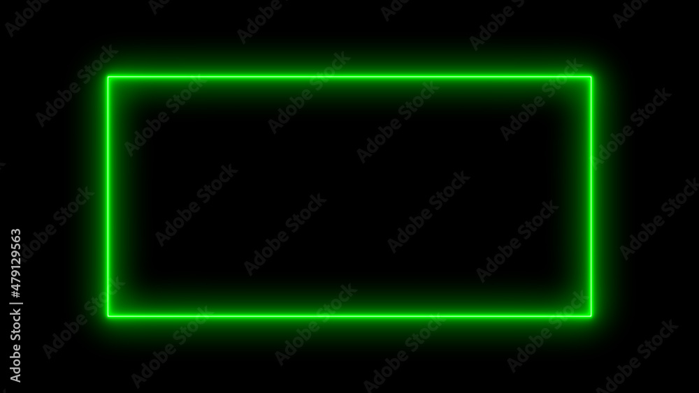 Neon rectangle banner. Abstract neon, led square, border. Futuristic ...
