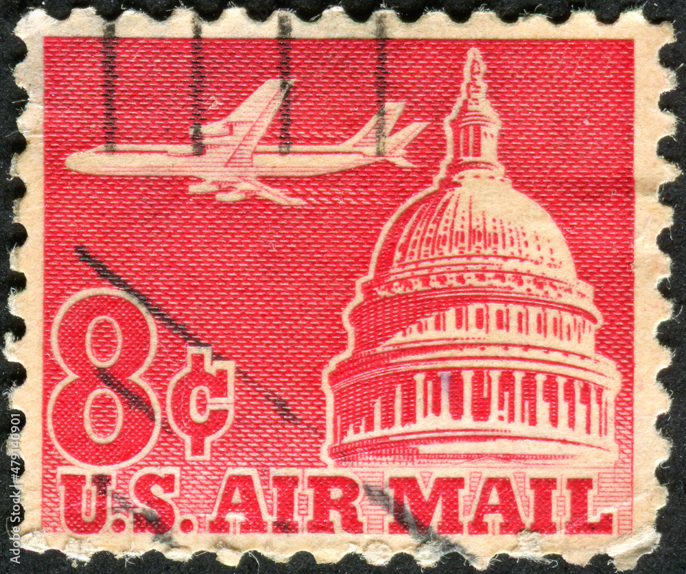 Foto de USA - CIRCA 1962: Postage stamp printed in the USA, shows a jet ...