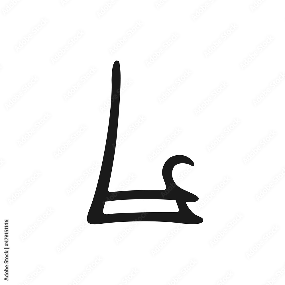 Letter L logo, icon. Hand drawn isolated letter l sign. Handwritten ...