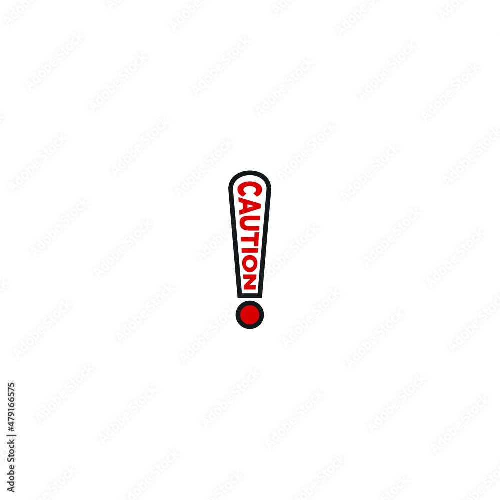 The concept of caution writing that forms an exclamation mark in black ...