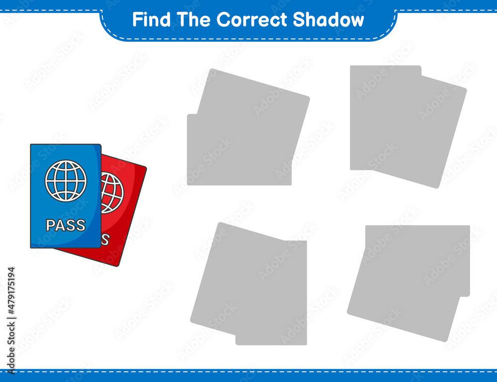 Vetor de Find the correct shadow. Find and match the correct shadow of ...