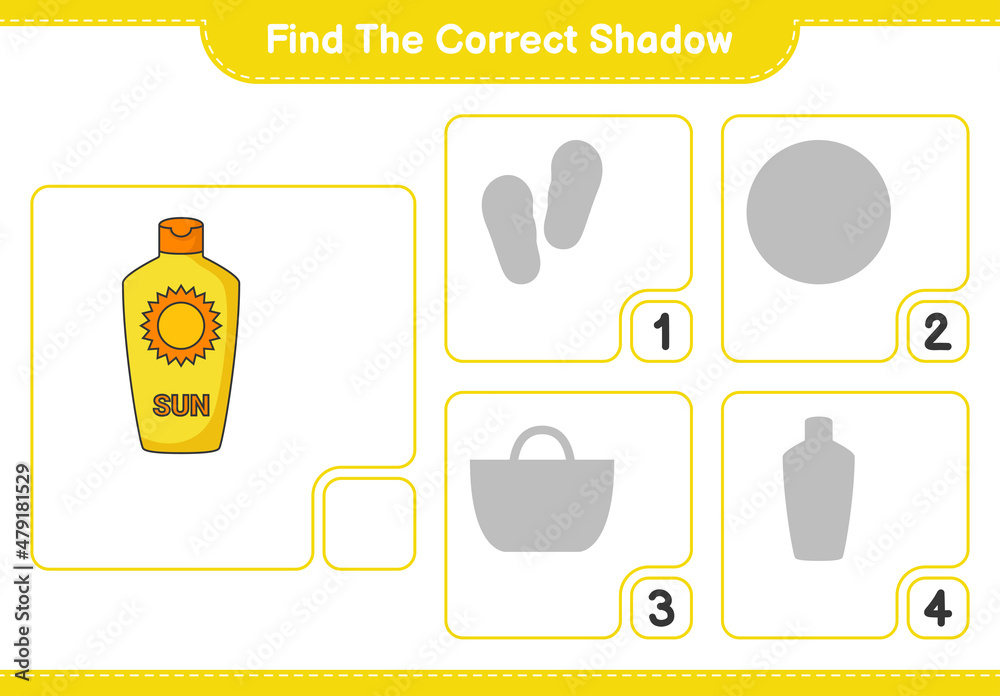 Vetor de Find the correct shadow. Find and match the correct shadow of ...