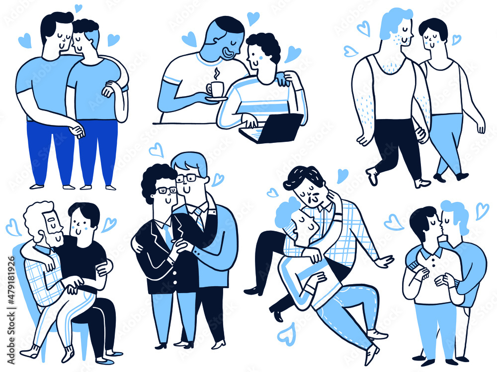 ute doodle character design of homosexual gay couple lovers in love ...