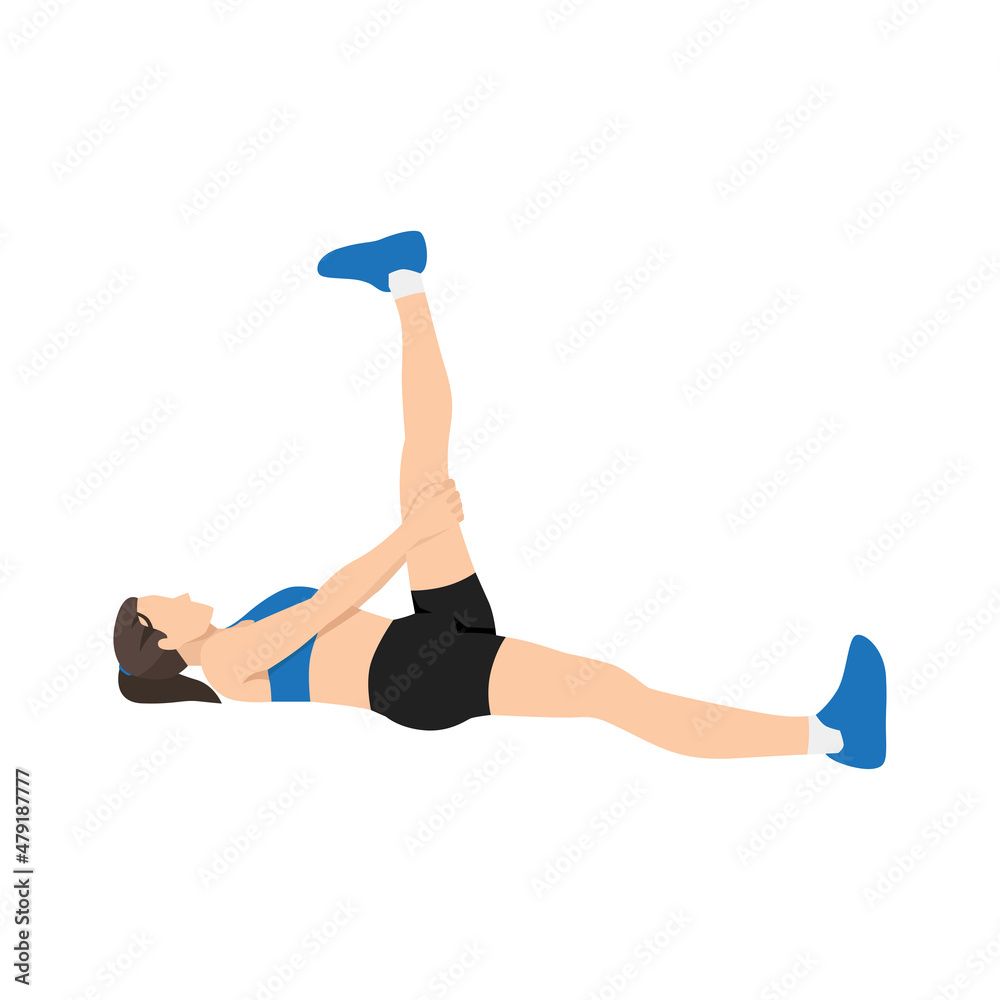 Woman doing Hamstring stretch exercise. Flat vector illustration ...