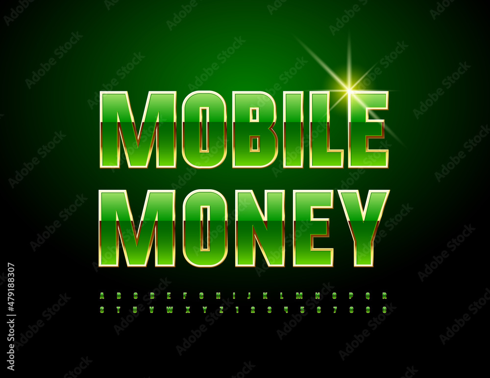 Vector trendy Sign Mobile Money. Moderrn Stylish Green Font. Artistic ...