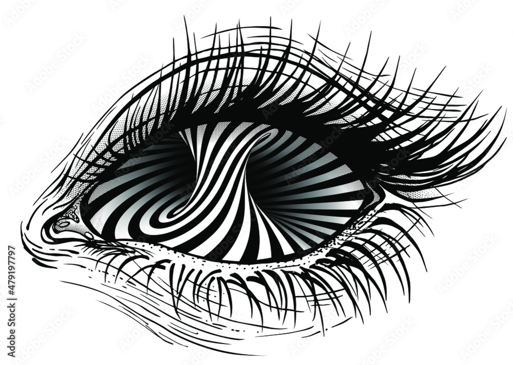 Concept vector illustration of realistic human eye of a girl with ...