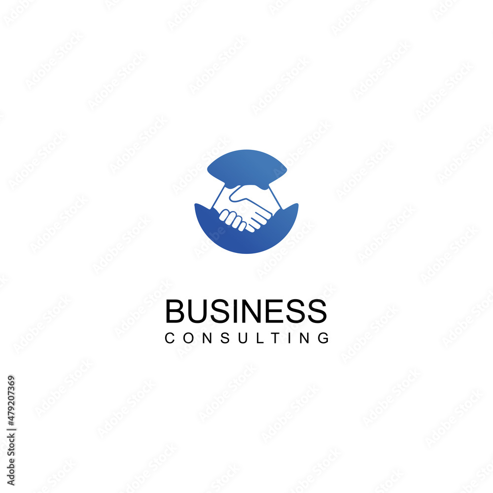business consulting logo with handshake icon, simple, elegant, abstract ...