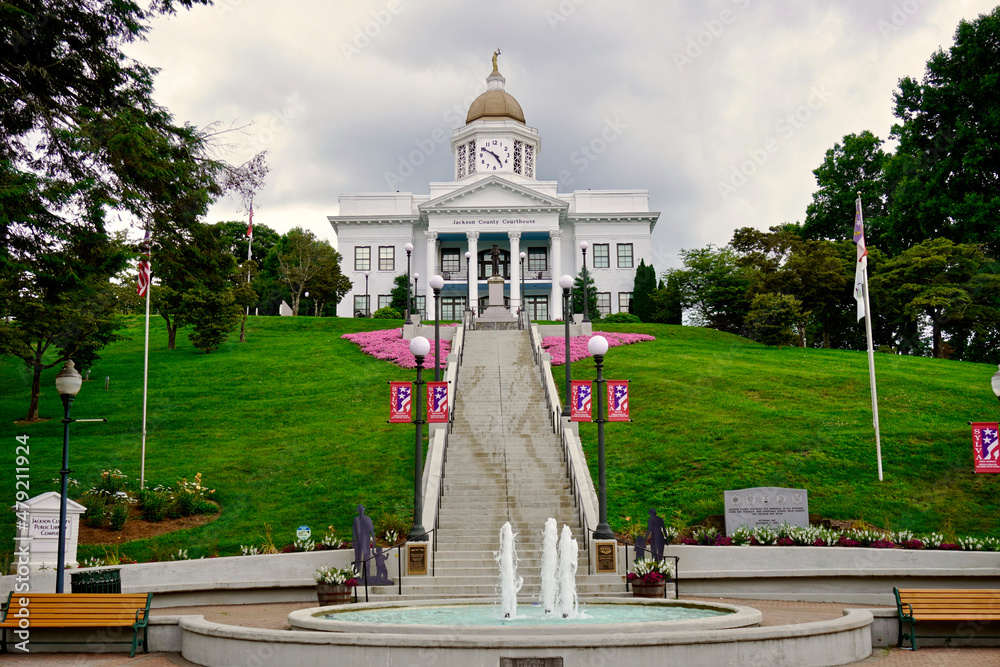 Sylva, North Carolina: Jackson County Courthouse, an historic courthouse. Classical Revival ...