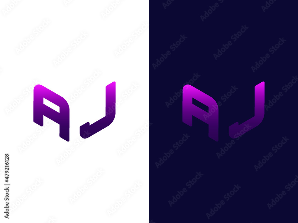 Initial letter AJ minimalist and modern 3D logo design Stock Vector ...