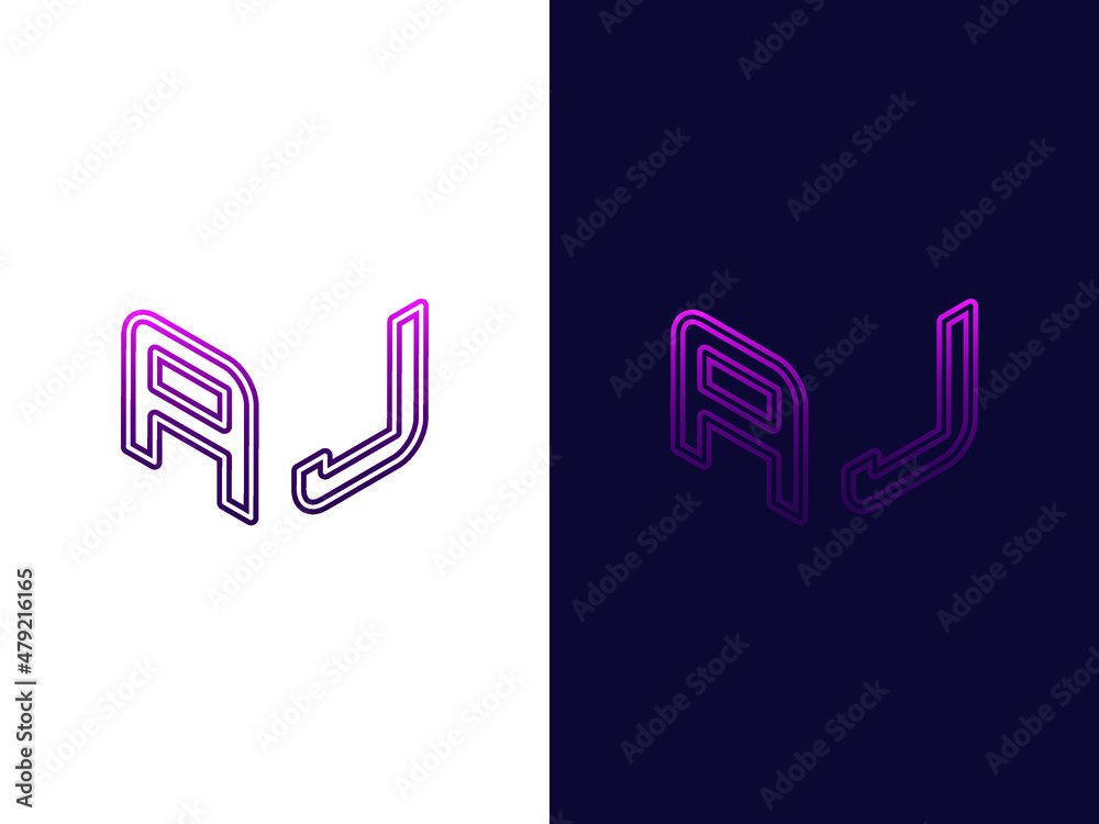 Initial letter AJ minimalist and modern 3D logo design Stock Vector ...