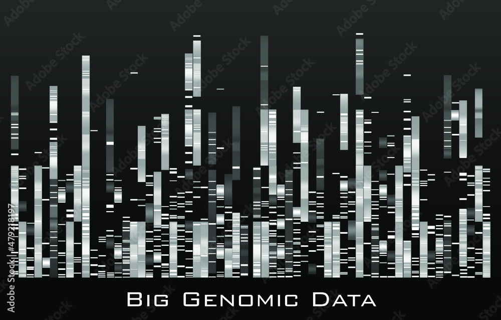 Big Genomic Data in Bioinformatics Cloud. Vector graphic template of ...