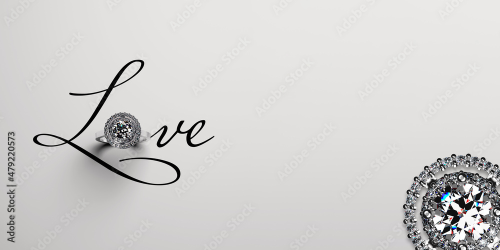 Luxury engagement ring in white gold with diamonds as the letter "O" in ...