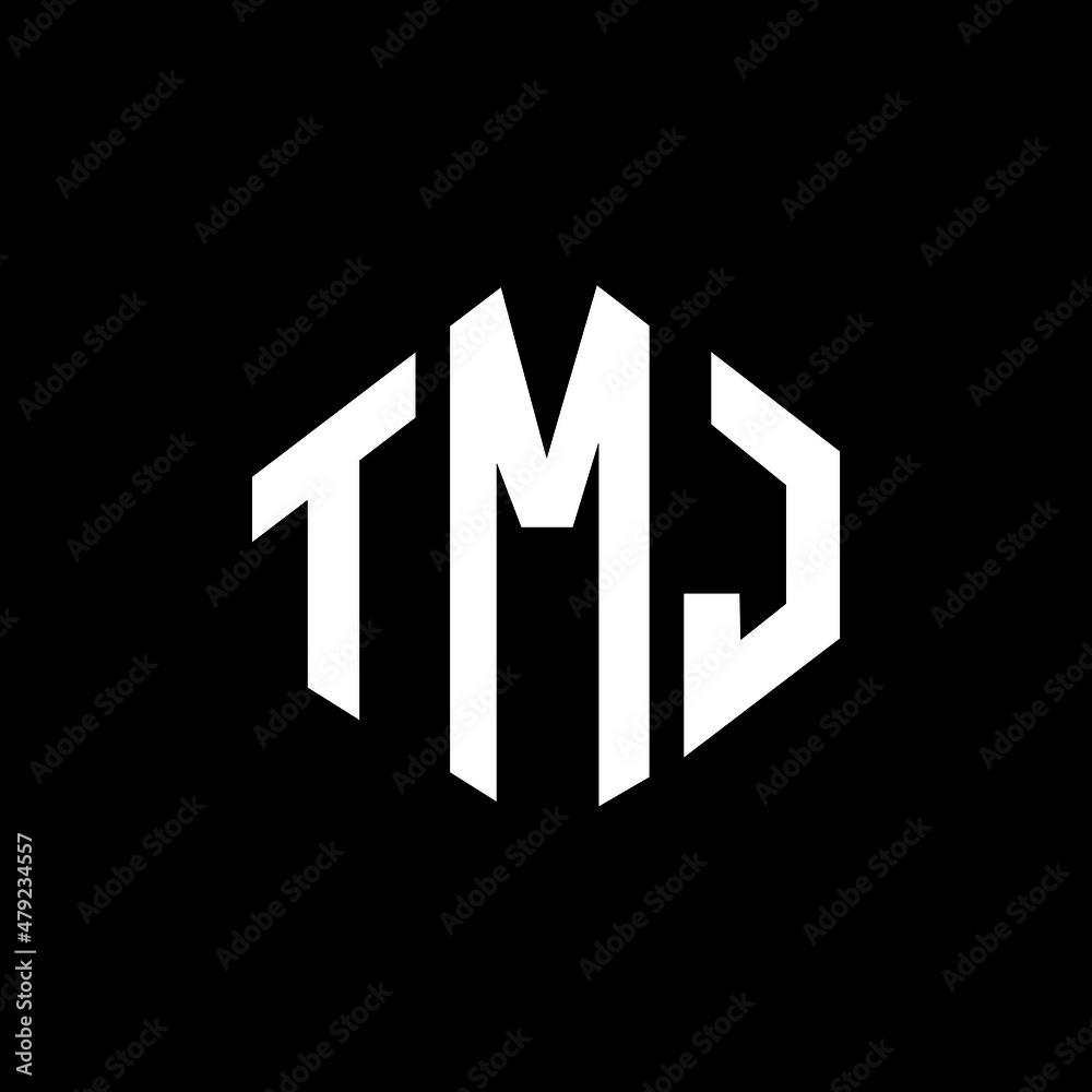 TMJ letter logo design with polygon shape. TMJ polygon and cube shape ...