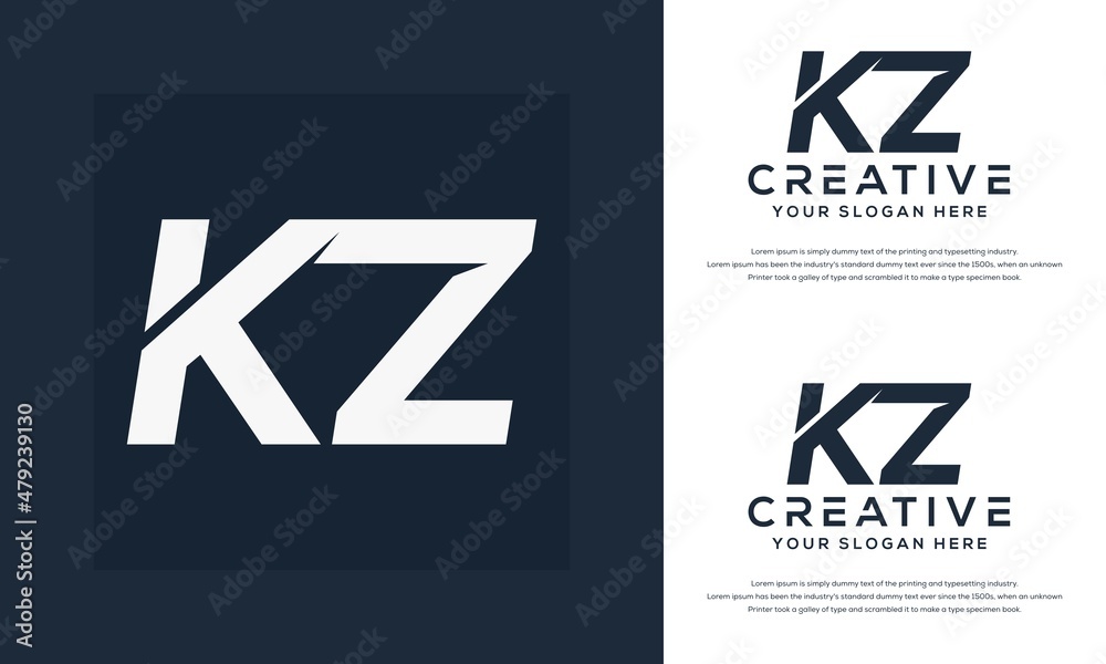 letter k z monogram logo design template Stock Vector | Adobe Stock