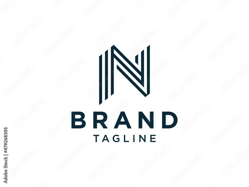 Abstract Initial Letter N Logo Square Rounded Line. Flat Vector Logo ...