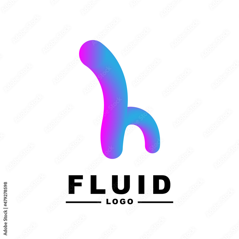 fluid color Creativity. Visual communication poster design. letter h ...