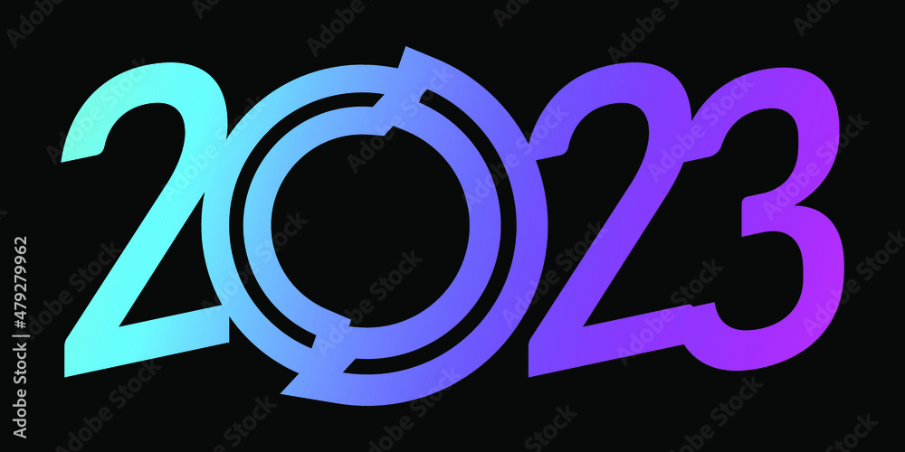 Concept of Happy New Year 2023 numbers in modern neon gradient style ...