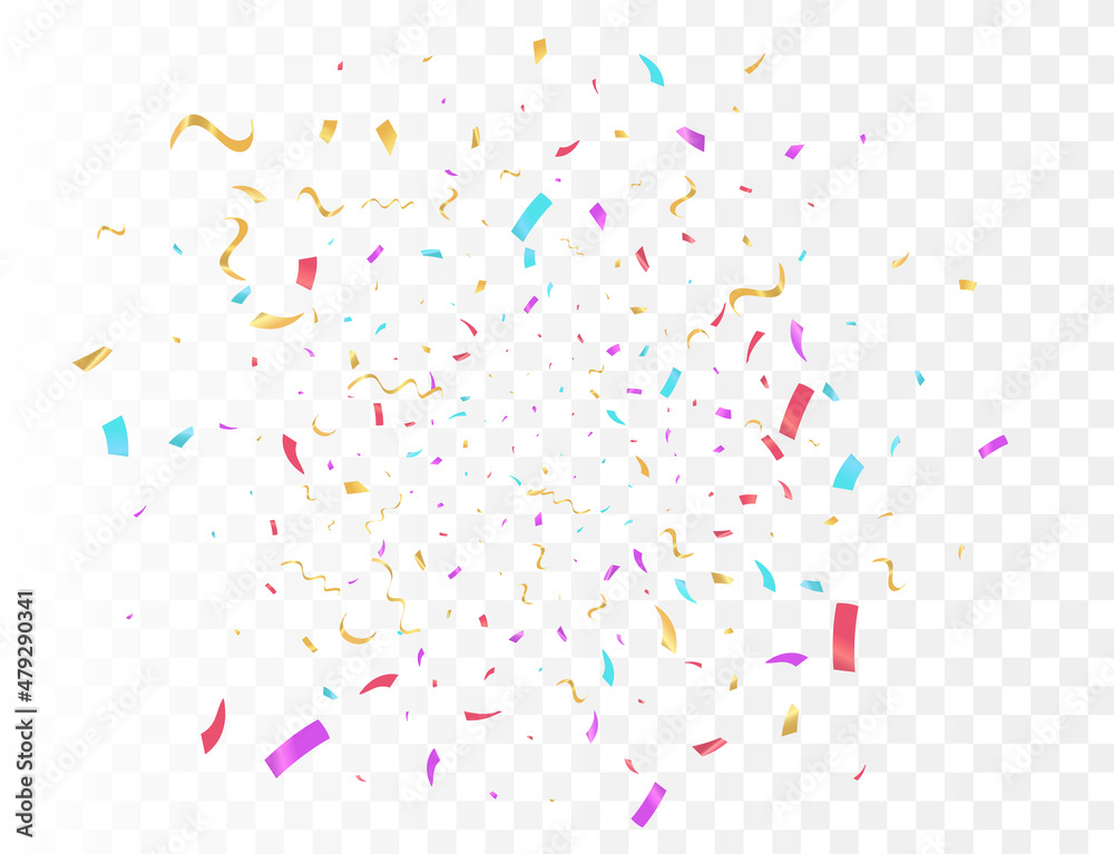 Confetti burst explosion On Transparent Background Color flying ribbons ...