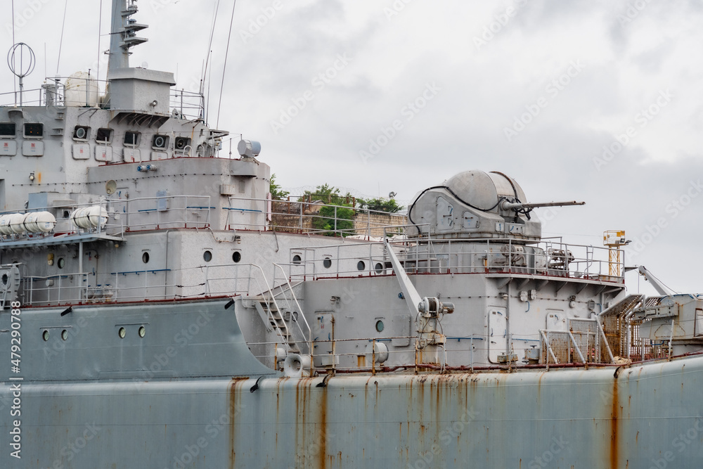 WARSHIP - Command post and artillery of a small warship Stock Photo ...