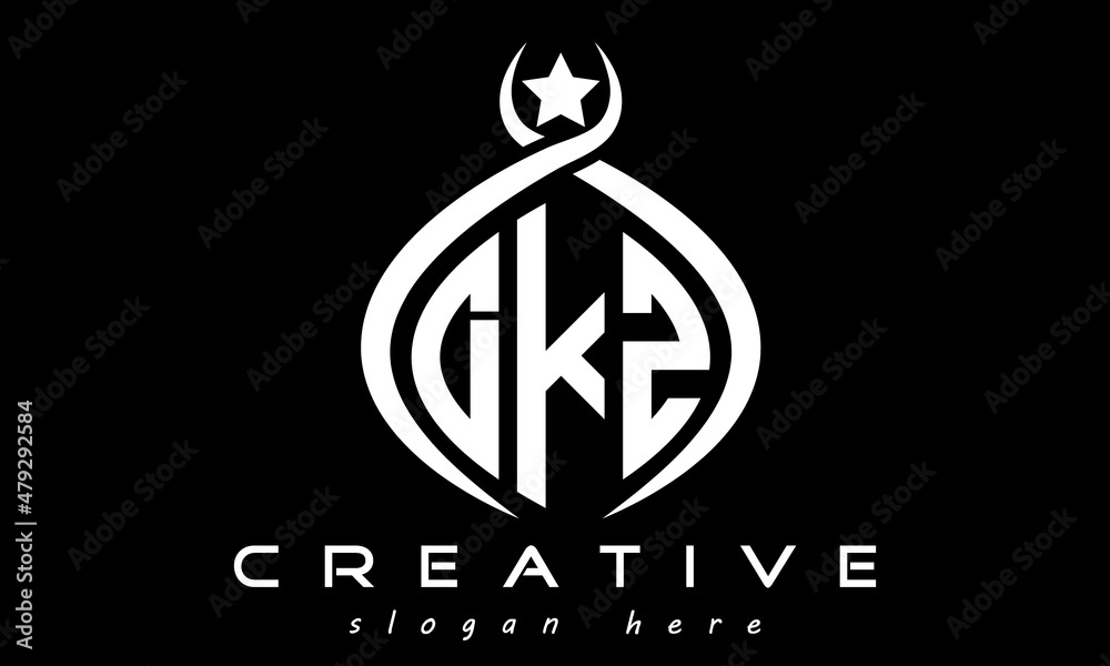 DKZ three letters monogram curved oval initial logo design, geometric ...
