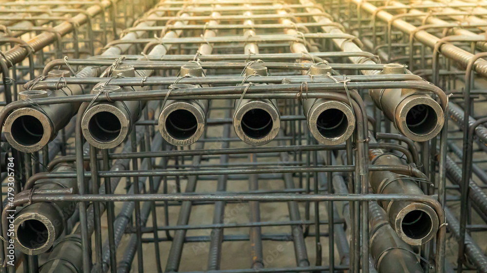 Reinforcement Steel Rod and deformed bar with rebar at construction ...