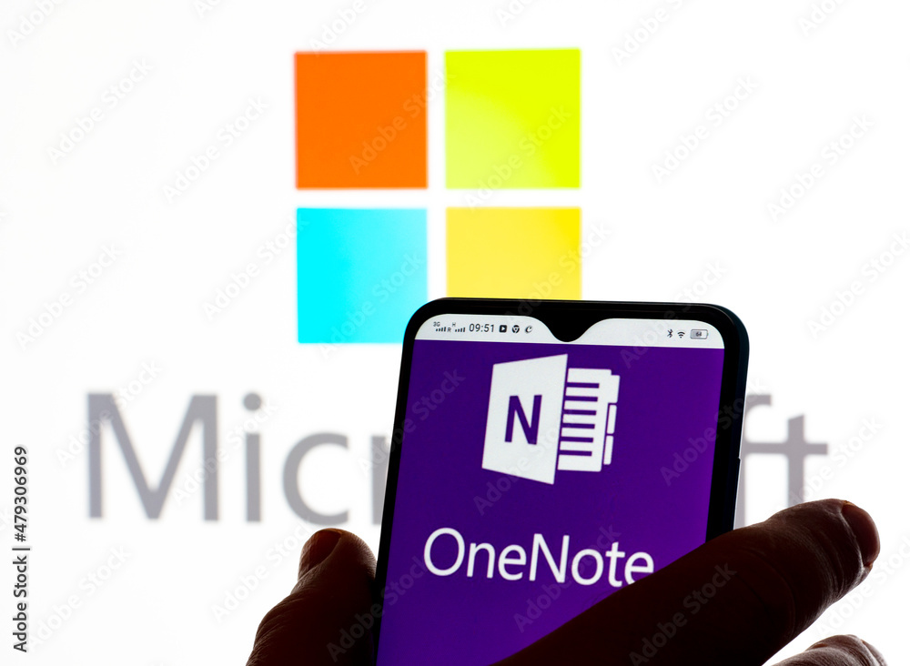 In this photo illustration Microsoft OneNote logo seen displayed on a ...