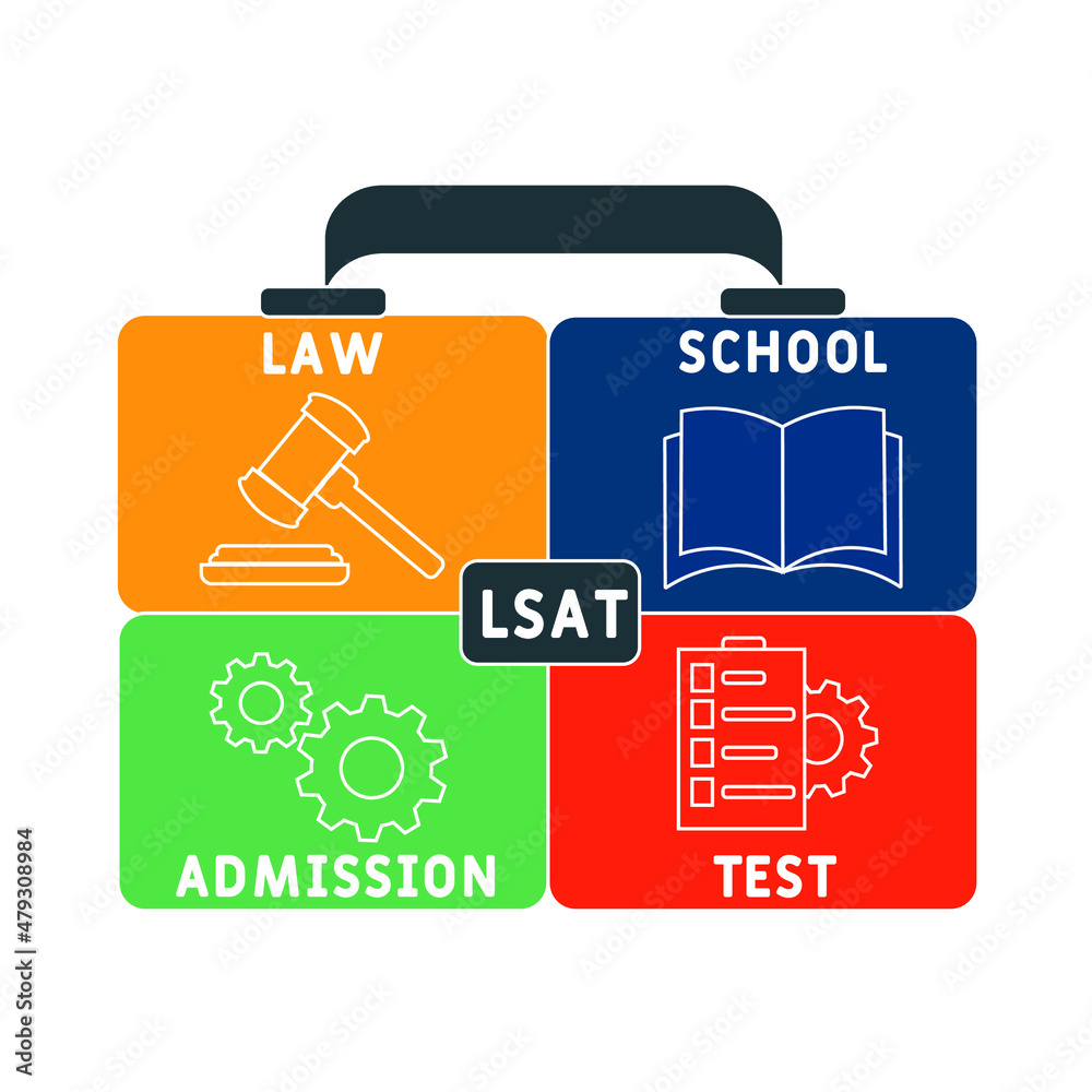 LSAT - Law School Admission Test acronym. business concept background ...