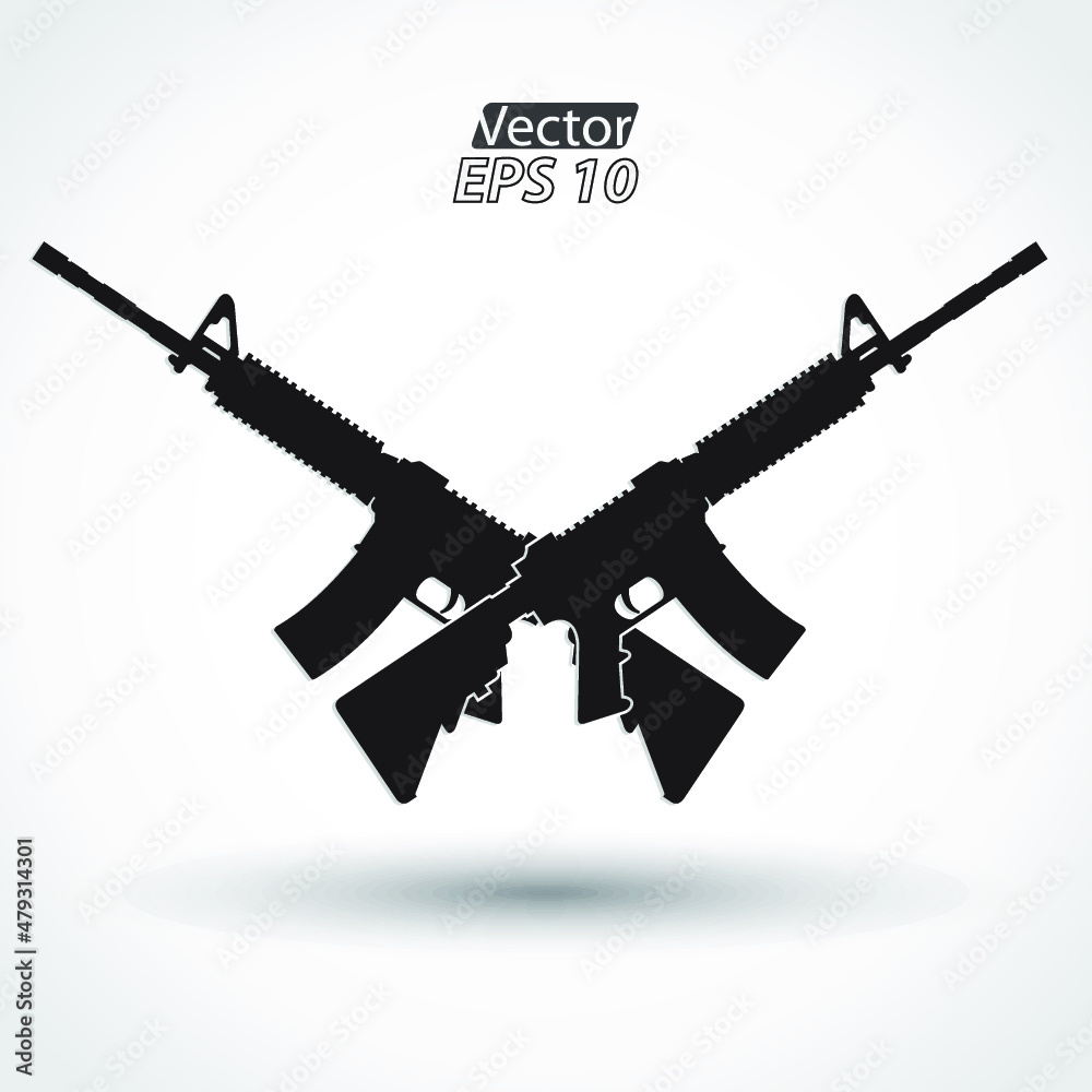 crossed silhouette assault rifle m4 / vector illustration Stock Vector ...