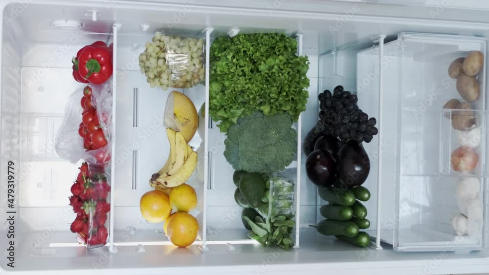 Opens Fridge Door, Stop Motion Animation of Vegetables and Fruits in ...