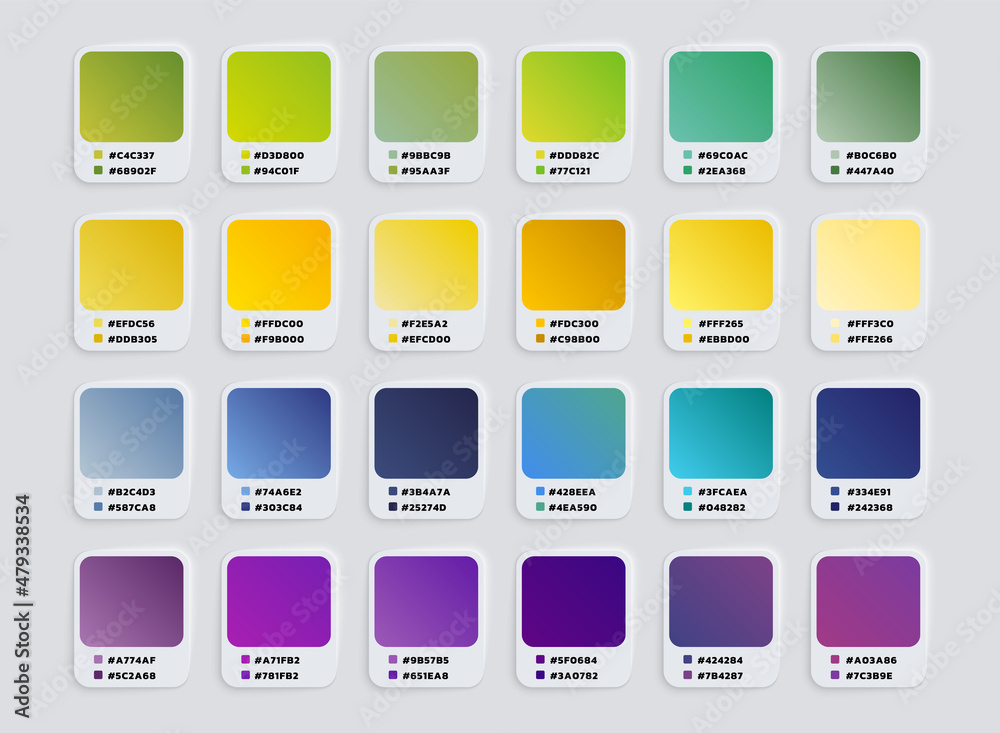 Gradient color palette. catalog , trendy colors samples. Vector ...