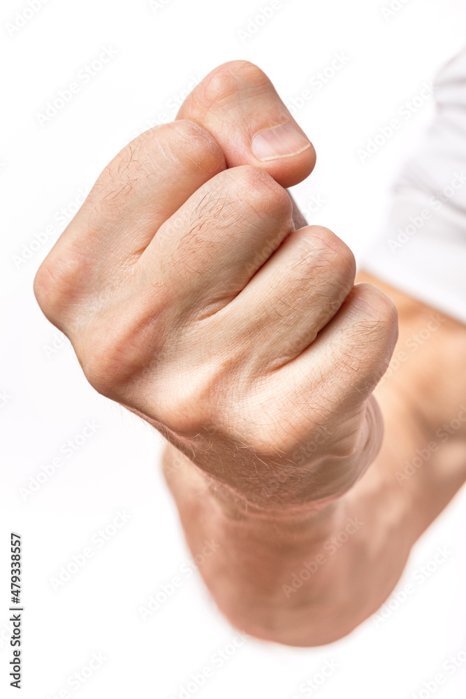 Fist punch isolated on white background. Clenched fist as a symbol of ...