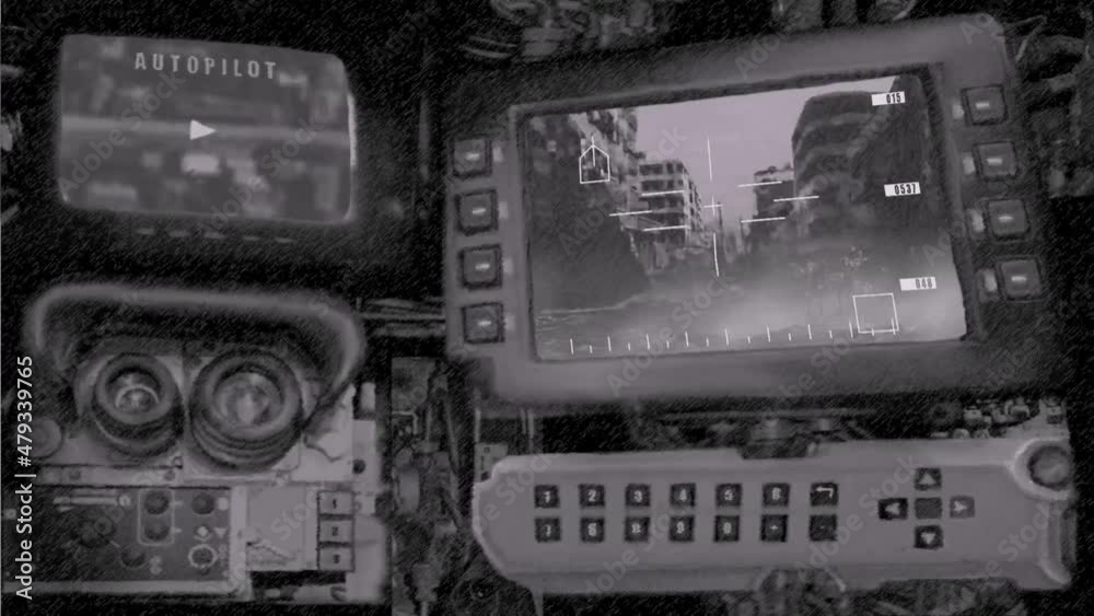 Scary zombie falls into sight on monitor and destroyed by shot in head ...