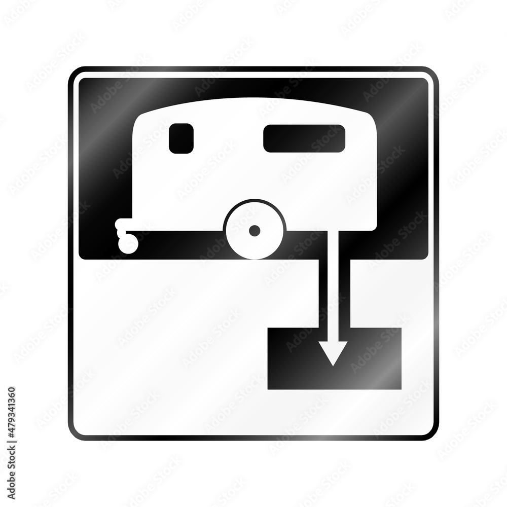 Dump station for caravan road sign. Vector illustration of RV camper ...