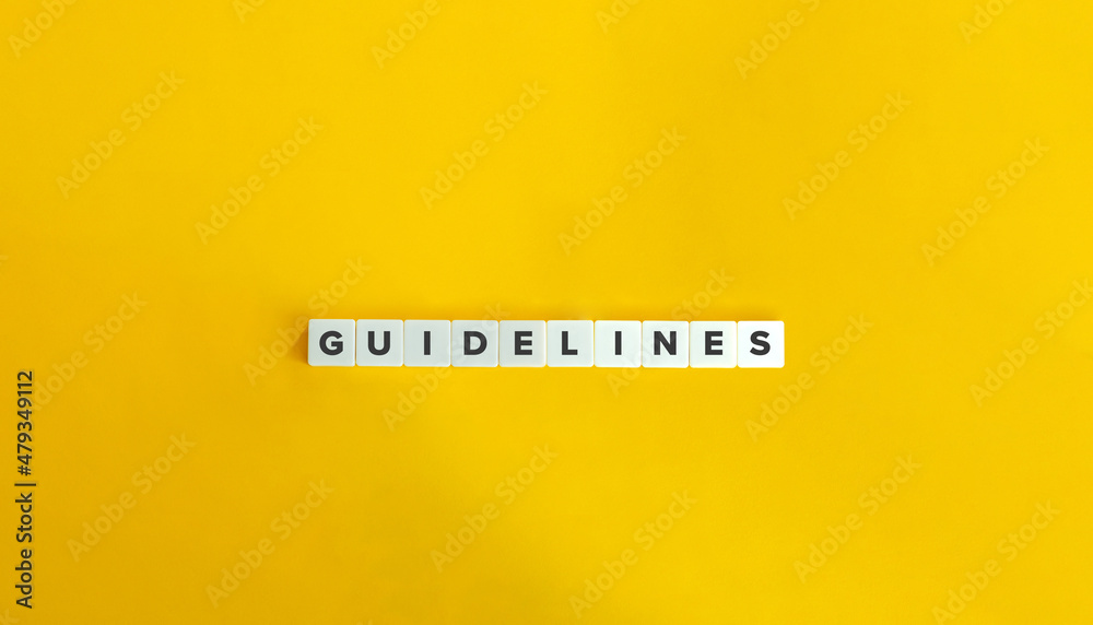 Guidelines Word and Banner. Block letters on bright orange background ...