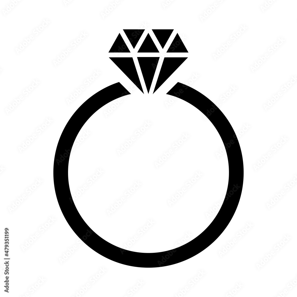 Ring diamond vector icon on white background. Wedding symbol. Vector 10 ...