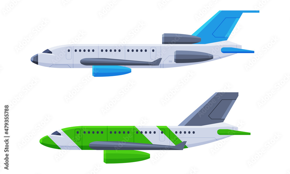 Airplane or Fixed-wing Aircraft Propelled by Thrust Side View Vector ...