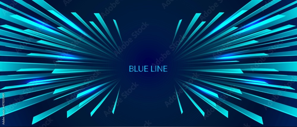 Abstract neon frame blue background. The design of gradient wings made ...