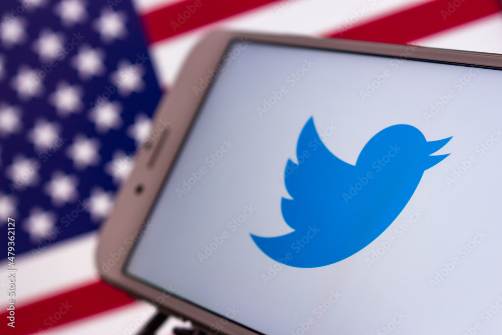 Kumamoto, Japan - Feb 16 2021 : Concept image Twitter logo on iPhone ...