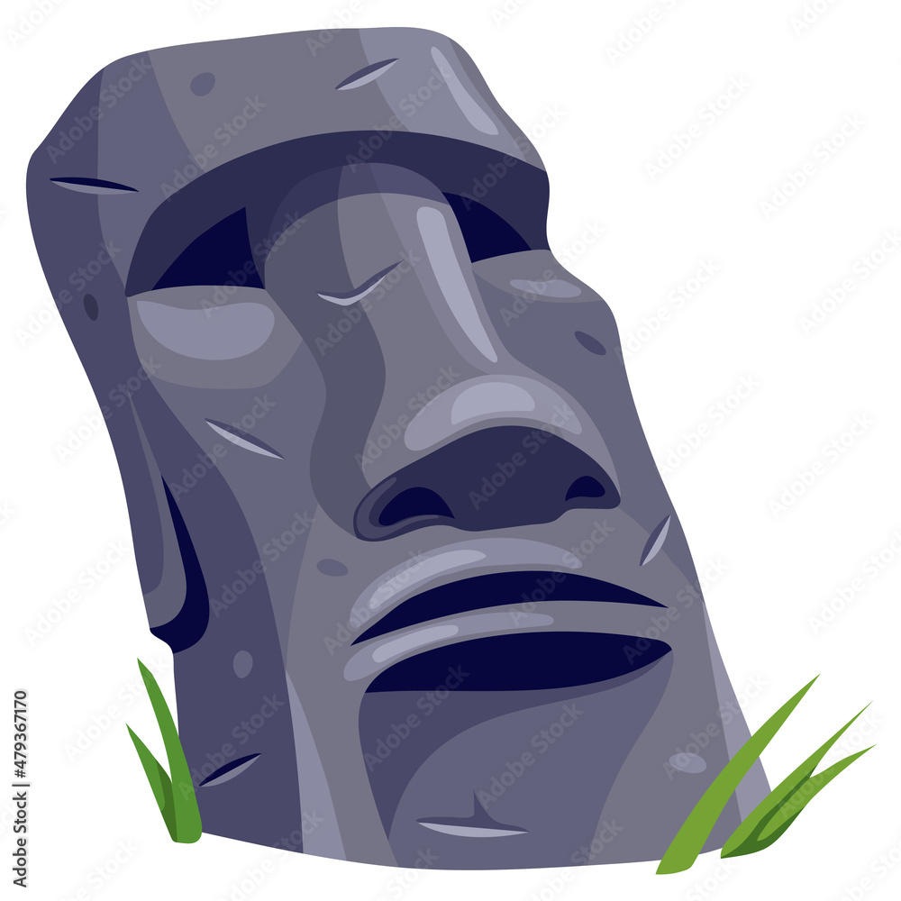Moai on Easter island. Isolated vector cartoon stone sculpture. Ancient ...