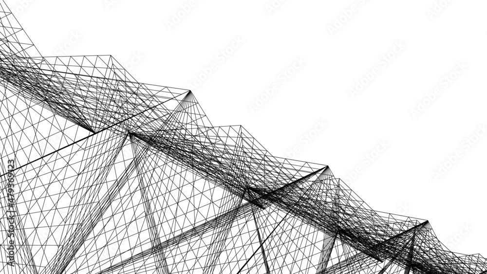 Modern architecture abstract drawing vector illustration Stock Vector ...