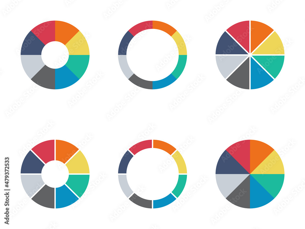 Infographic pie chart set. Cycle presentation diagram of collection 8 ...