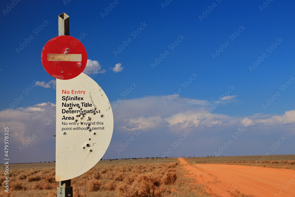 Road sign of the protected aboriginal land in Australia Stock Photo ...