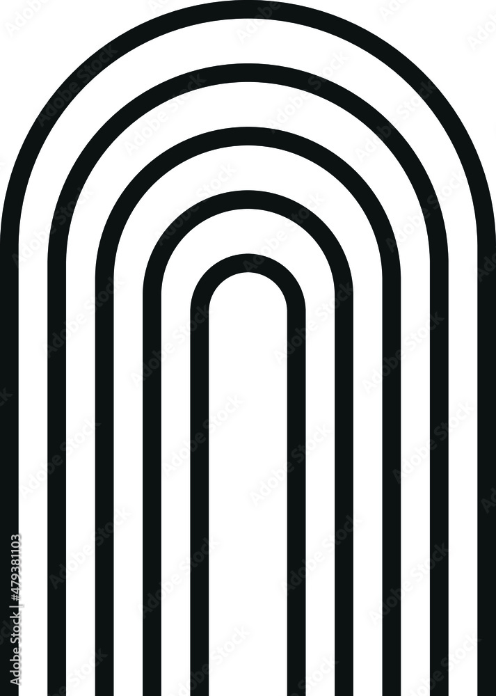 Portal, arch with lines, geometric shape. Monochrome, grayscale, black ...