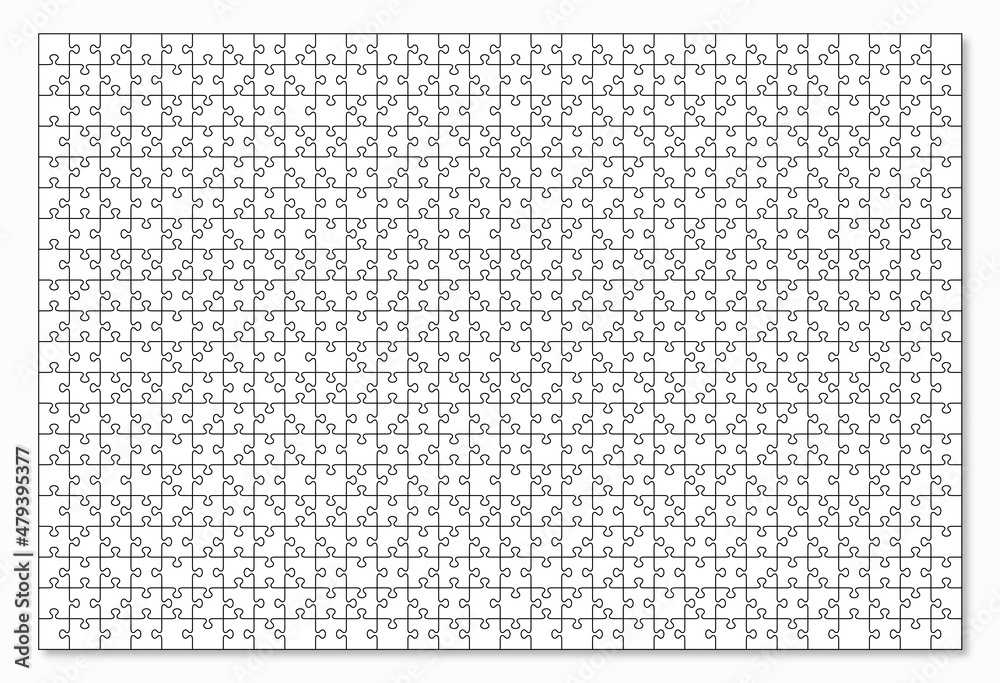 Puzzle pieces. Jigsaw outline grid. Simple mosaic layout with separate ...